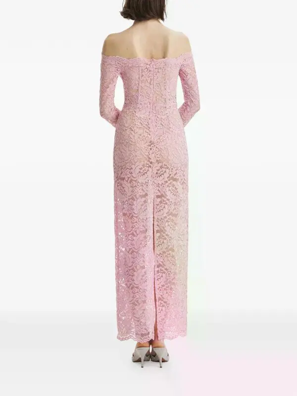 2310 STUDIO Off-shoulder Lace Maxi Dress - Pink