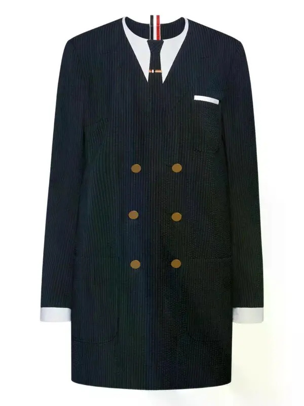 Thom Browne Pinstripe Mini Dress - Blue