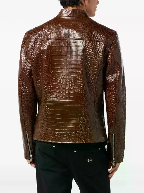 Philipp Plein Zip-fastening Leather Jacket - Brown
