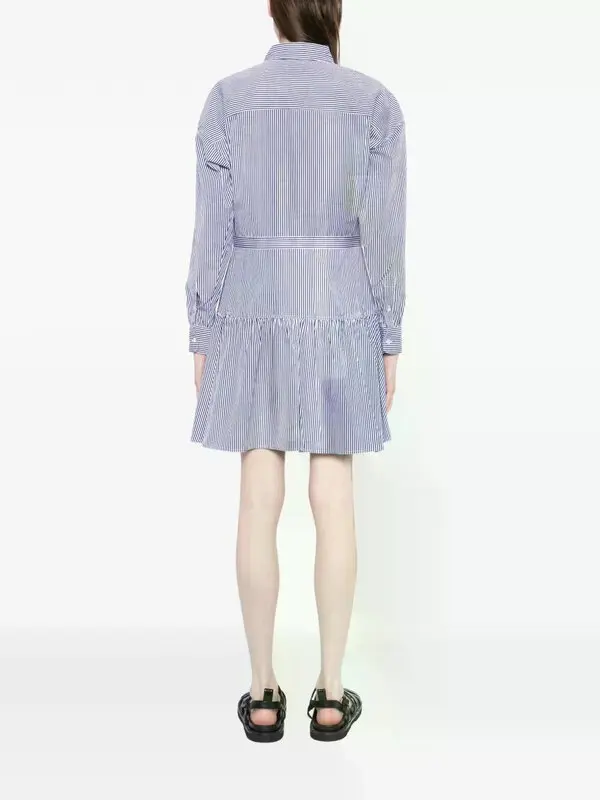 Polo Ralph Lauren Striped Ruffle Midi Shirt Dress - Blue