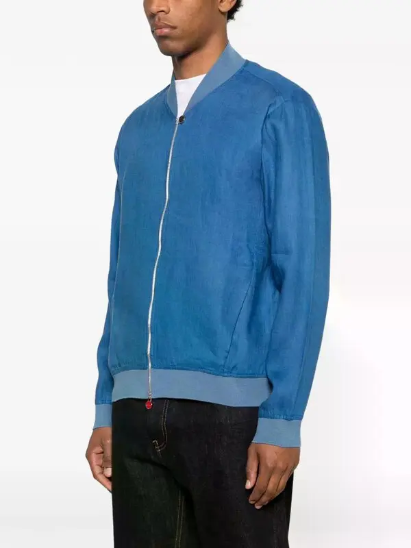 Kiton Linen Bomber Jacket - Blue
