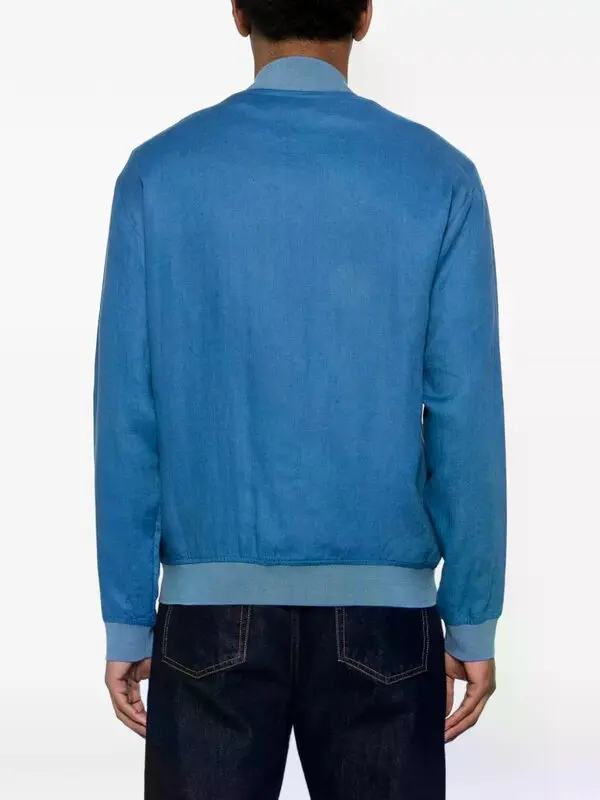 Kiton Linen Bomber Jacket - Blue