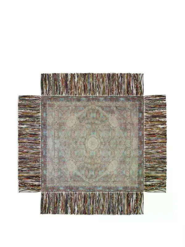PIERRE-LOUIS MASCIA Aloeuw Fringed Silk Shawl Scarf - Blue
