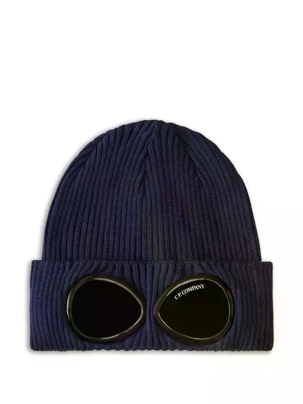 C.P. COMPANY Goggle Ribbed Beanie - Blue
