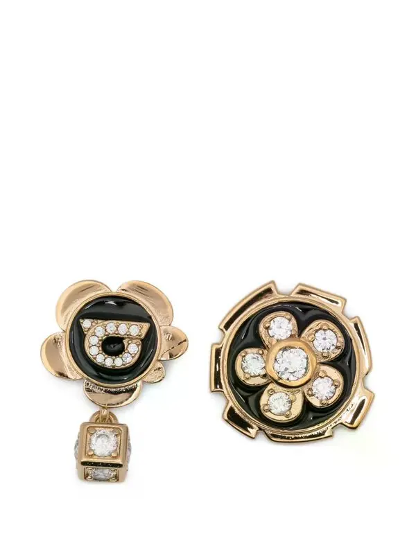 FERRAGAMO Asymmetrical Charm Gancini Earrings - Gold