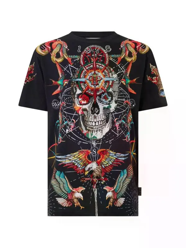 Philipp Plein Round Neck T-shirt Tattoo Stones
