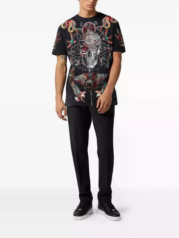 Philipp Plein Round Neck T-shirt Tattoo Stones
