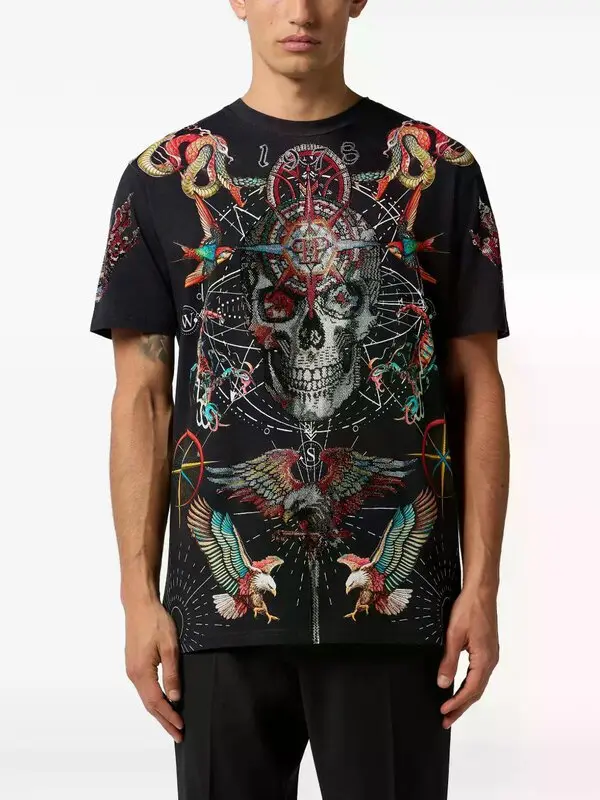 Philipp Plein Round Neck T-shirt Tattoo Stones