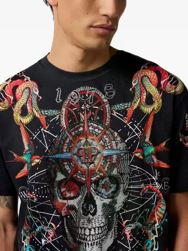 Philipp Plein Round Neck T-shirt Tattoo Stones