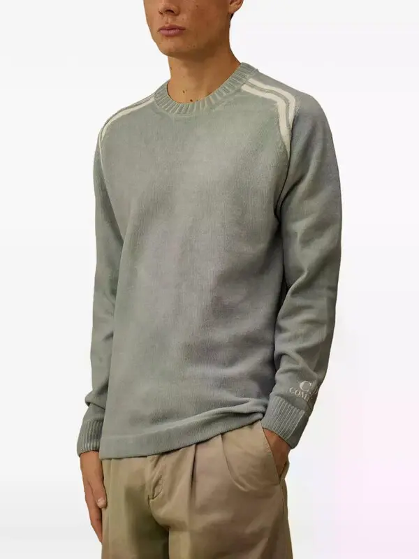 C.P. COMPANY Crew-neck Sweater With Stripe Detail - Grey