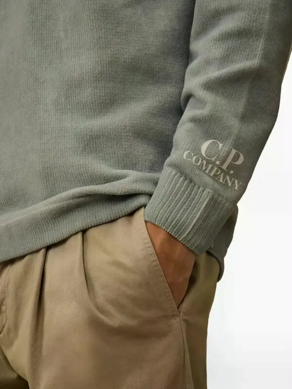 C.P. COMPANY Crew-neck Sweater With Stripe Detail - Grey
