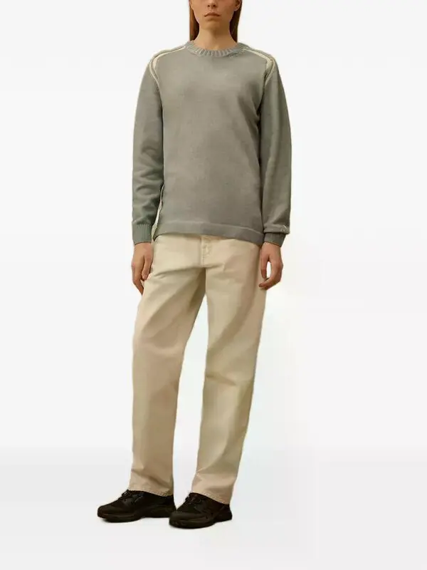 C.P. COMPANY Crew-neck Sweater With Stripe Detail - Grey