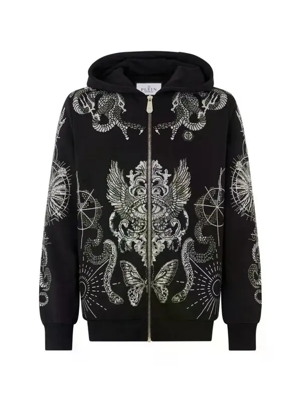 Philipp Plein Long-sleeve Zip-fastening Hoodie - Black