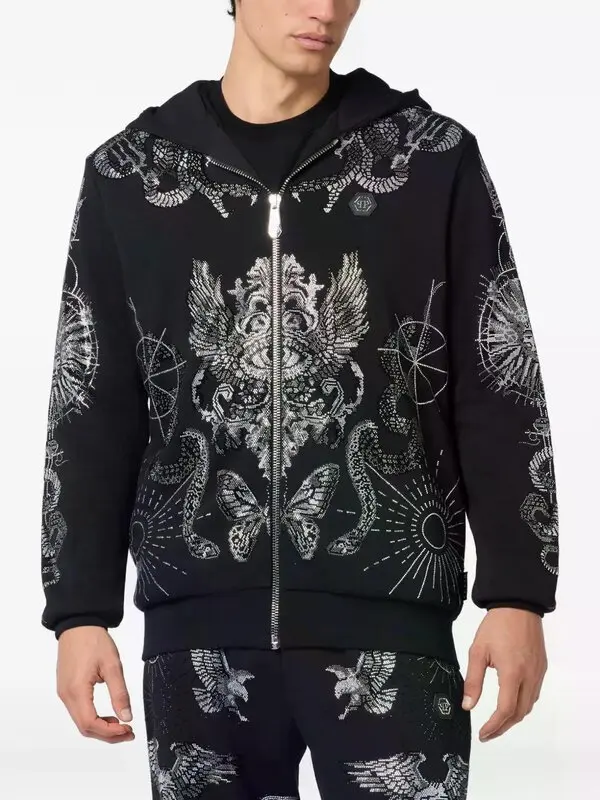 Philipp Plein Long-sleeve Zip-fastening Hoodie - Black