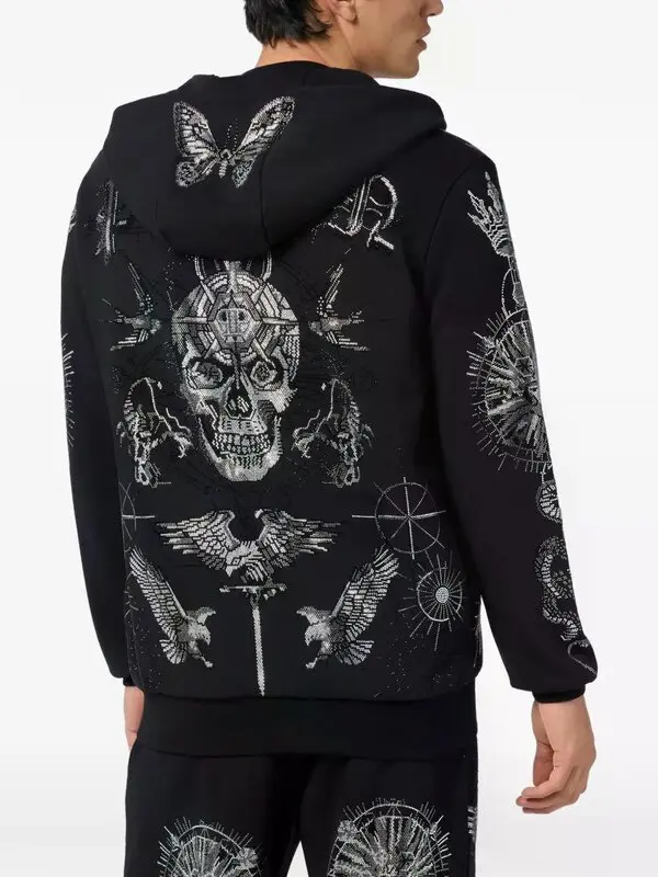 Philipp Plein Long-sleeve Zip-fastening Hoodie - Black