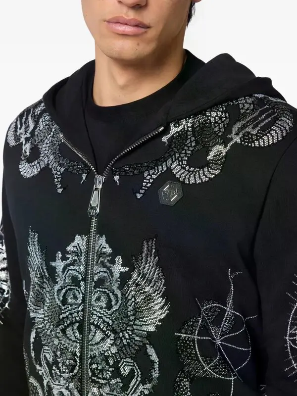 Philipp Plein Long-sleeve Zip-fastening Hoodie - Black