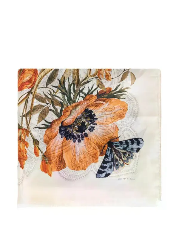 Etro Floral-print Silk Scarf - Neutrals
