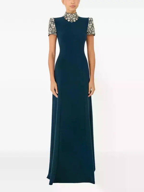 Jenny Packham Pricile Embellished Maxi Dress - Blue