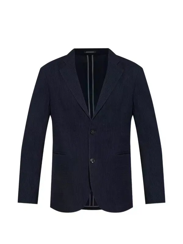 Emporio Armani Single-breasted Seersucker Blazer - Blue