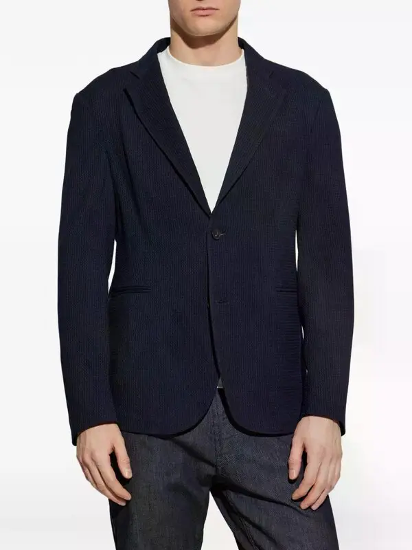 Emporio Armani Single-breasted Seersucker Blazer - Blue