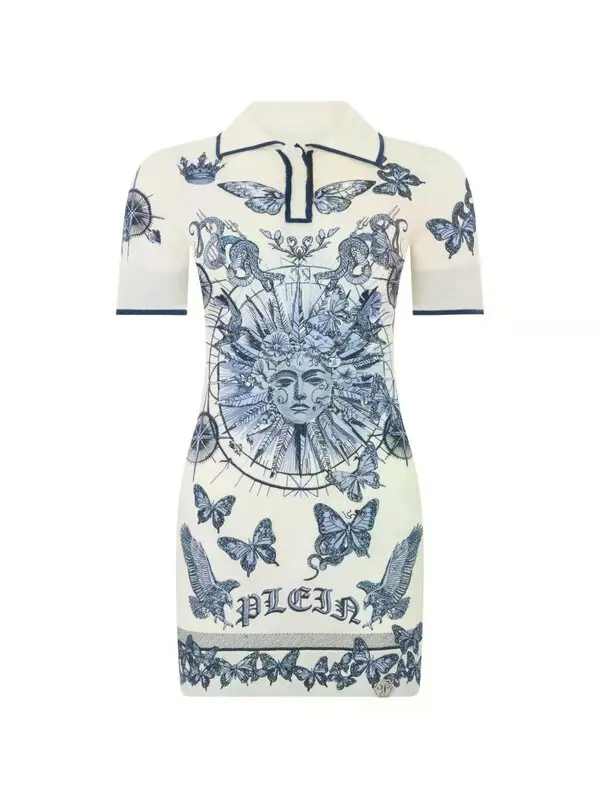 Philipp Plein Butterfly-embroidered Mini Dress