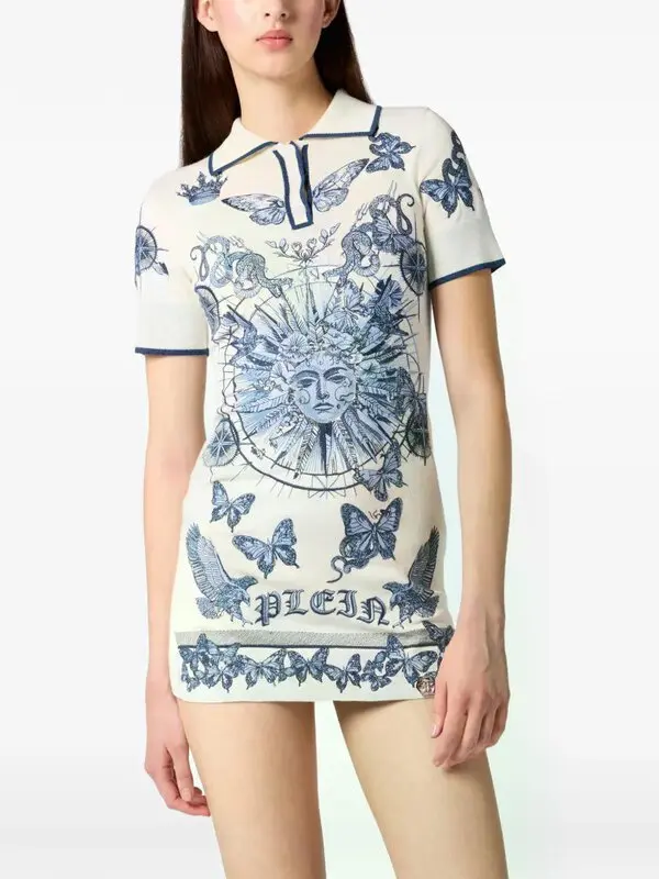 Philipp Plein Butterfly-embroidered Mini Dress