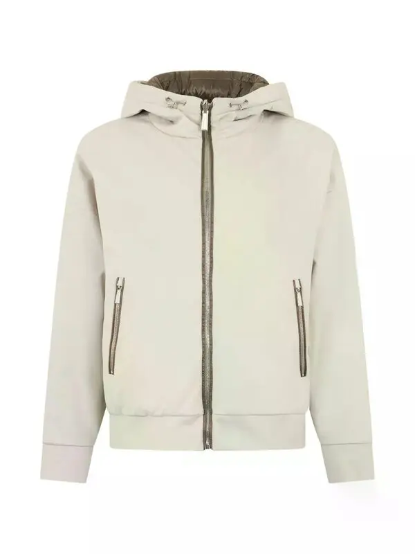 MOORER Zip-up Hooded Jacket - Neutrals