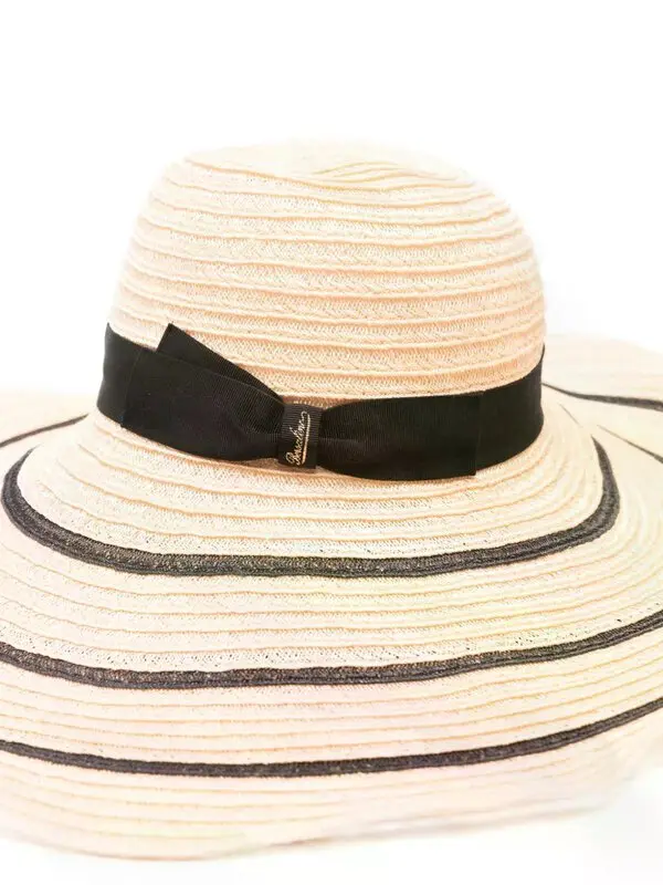 Borsalino Striped Ribbon Wide Brim Hat