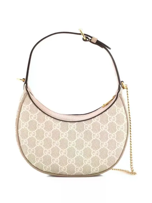 Gucci Interlocking G Patch Half Moon Gg Coated Canvas Mini Hobo Bag