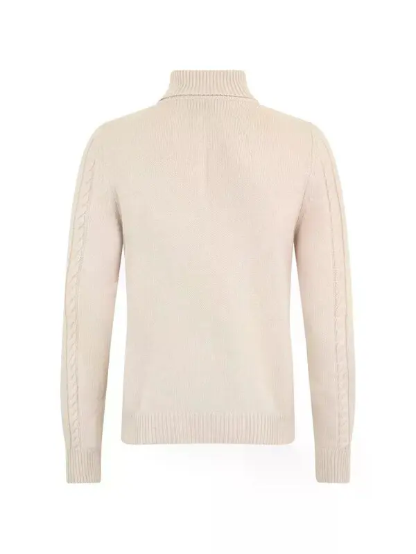 MOORER Cable-knit Turtleneck Sweater - Neutrals