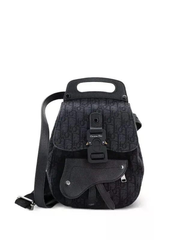 Dior Saddle Oblique Canvas Mini Backpack - Black
