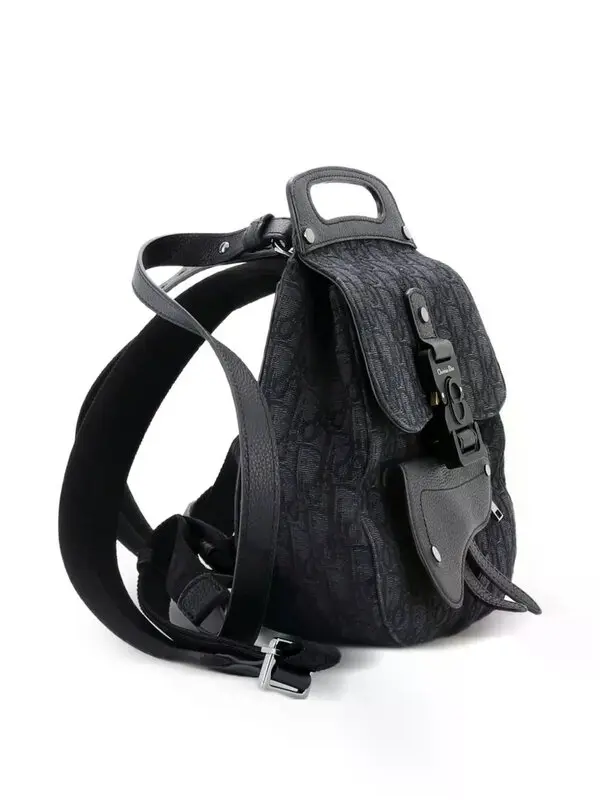 Dior Saddle Oblique Canvas Mini Backpack - Black