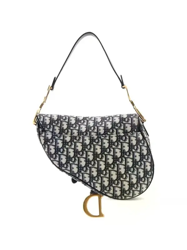 Dior Saddle Handbag With Strap Oblique Canvas Medium Shoulder Bag - Blue