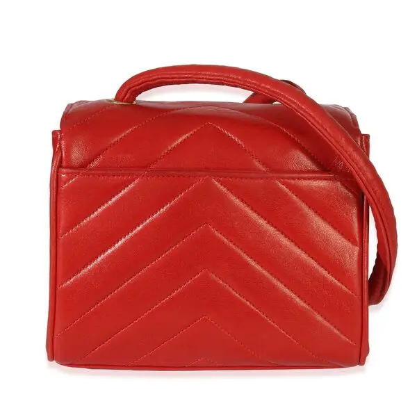 Chanel Vintage 24k Chevron Lambskin Cc Square Flap Bag