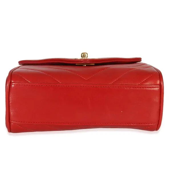 Chanel Vintage 24k Chevron Lambskin Cc Square Flap Bag