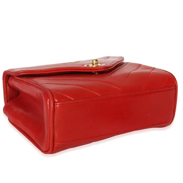 Chanel Vintage 24k Chevron Lambskin Cc Square Flap Bag