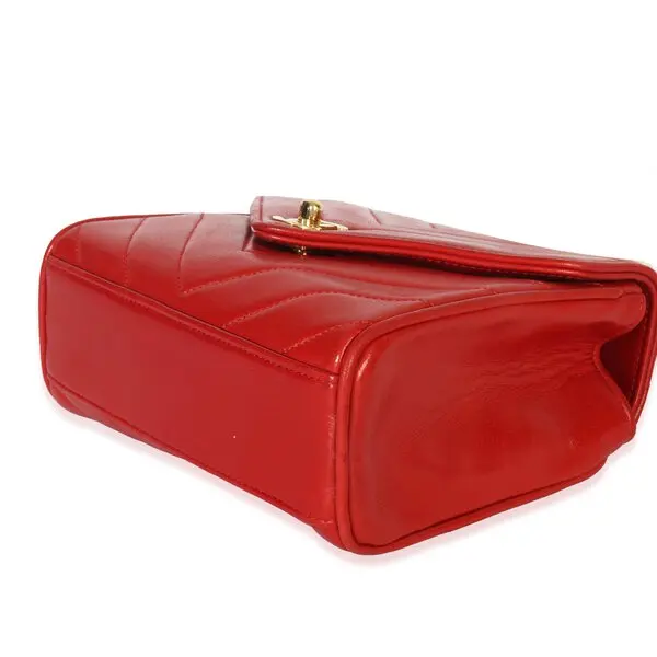 Chanel Vintage 24k Chevron Lambskin Cc Square Flap Bag