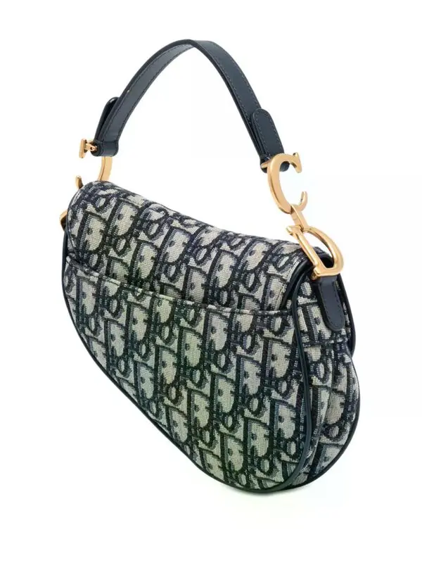 Dior 2020 Mini Oblique Canvas Saddle Bag - Blue