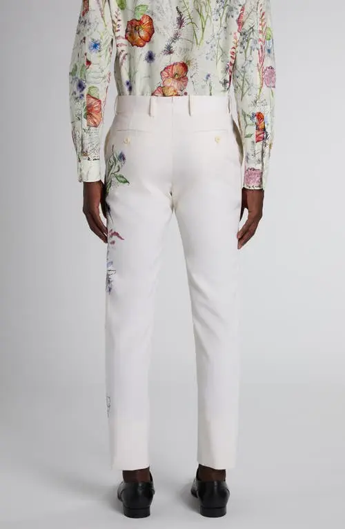 Alexander McQueen Floral Wool Cigarette Trousers