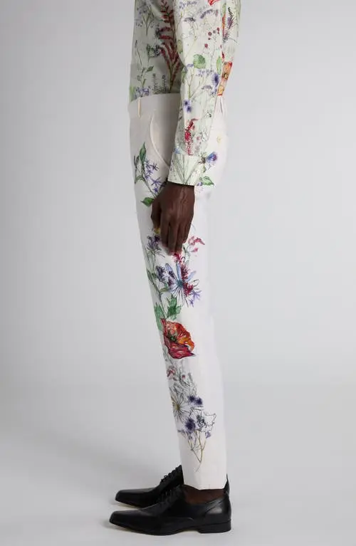 Alexander McQueen Floral Wool Cigarette Trousers