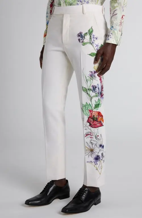 Alexander McQueen Floral Wool Cigarette Trousers