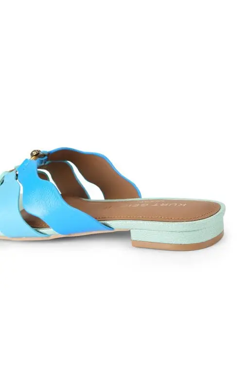 Kurt Geiger Sun Wave Leather Slide Sandal - Open Blue