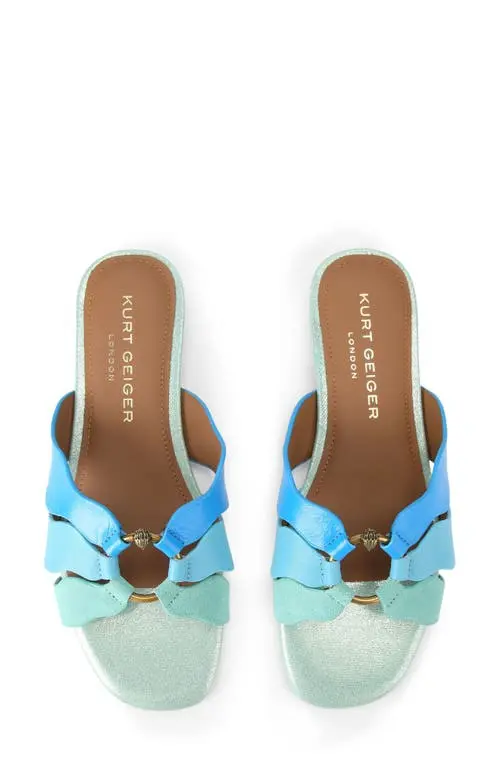 Kurt Geiger Sun Wave Leather Slide Sandal - Open Blue