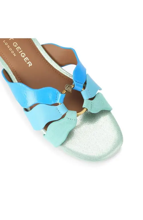 Kurt Geiger Sun Wave Leather Slide Sandal - Open Blue