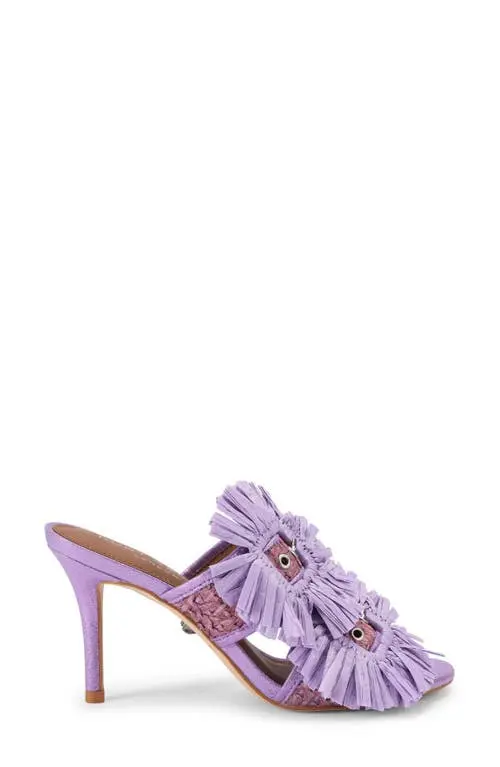 Kurt Geiger Raffia Flower Buckle Sandals - Light/pastel Purple