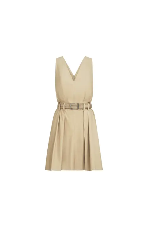 Brunello Cucinelli Belted Twill Dress