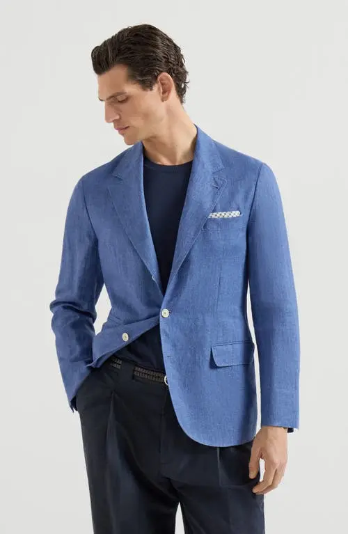 Brunello Cucinelli Linen Unconstructed Blazer - Denim