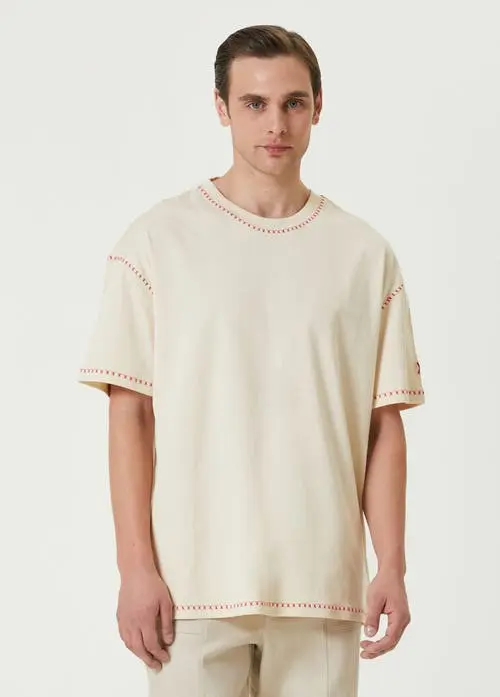 PCFG Pure Cotton Free Heaven Crochet T-shirt - Beige