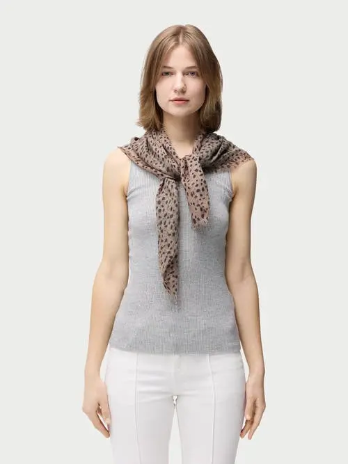 Gobi Cashmere Rope Knot Printed Cashmere Shawl - White