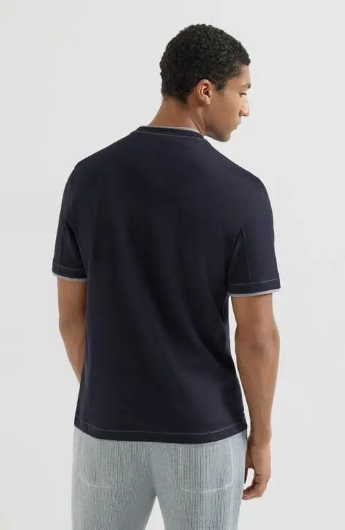 Brunello Cucinelli T-shirt With Faux-layering - Blue